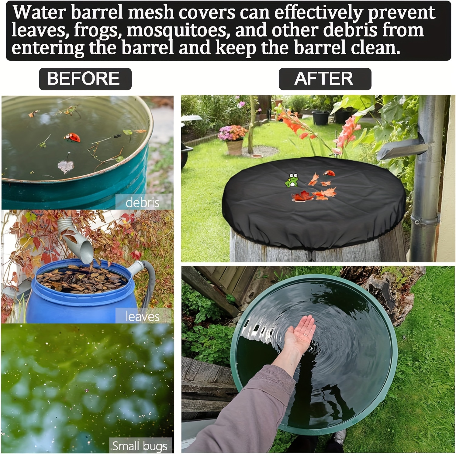 rain barrel cover mesh netting leaf guard filter screen for water ...