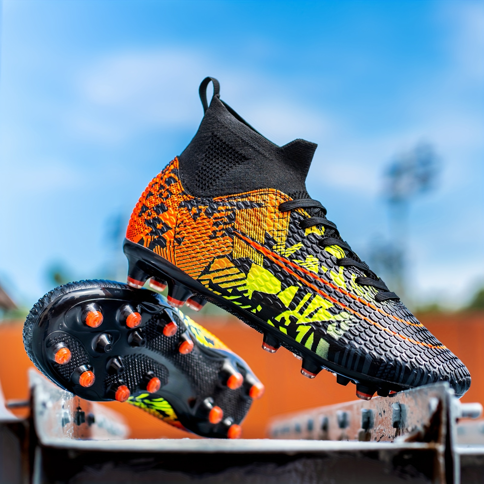 Trendy High Top Elastic Slip Soccer Cleats Spike Breathable - Temu New ...