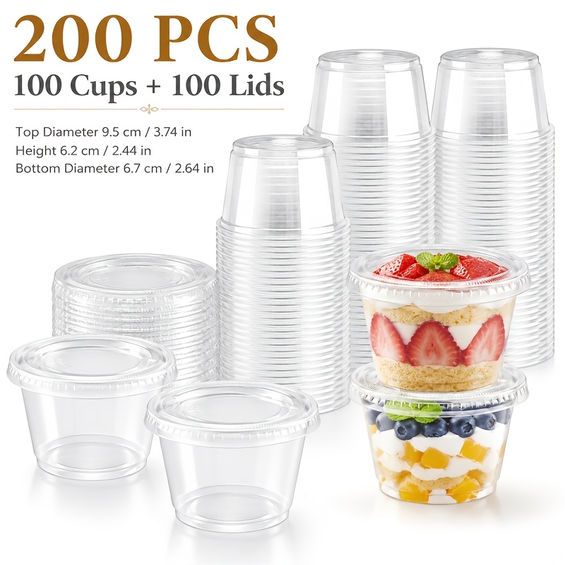 dessert cups with lids sold on Temu United States
