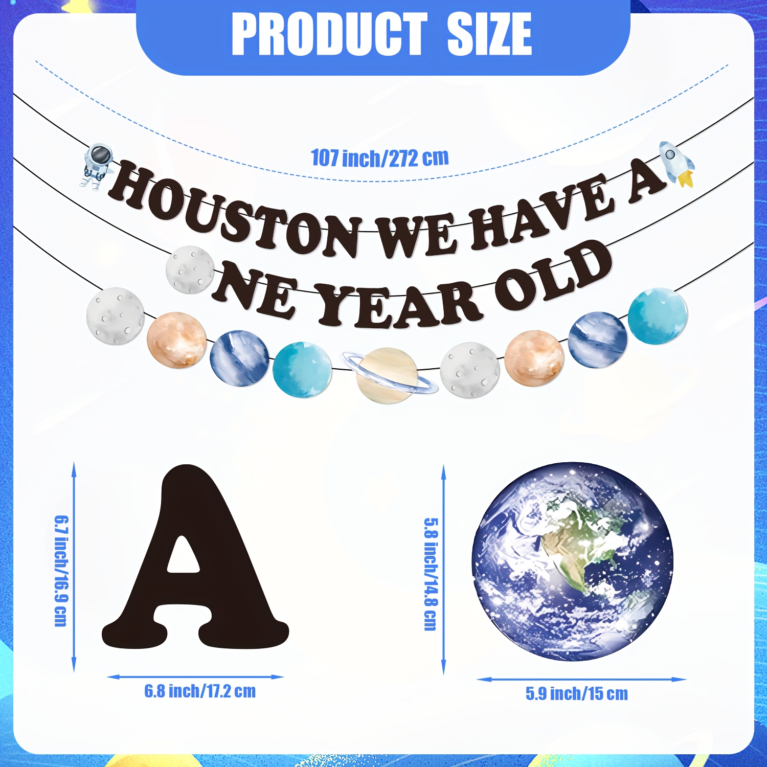 Space themed Birthday Party Decoration Set Paper Banner - Temu