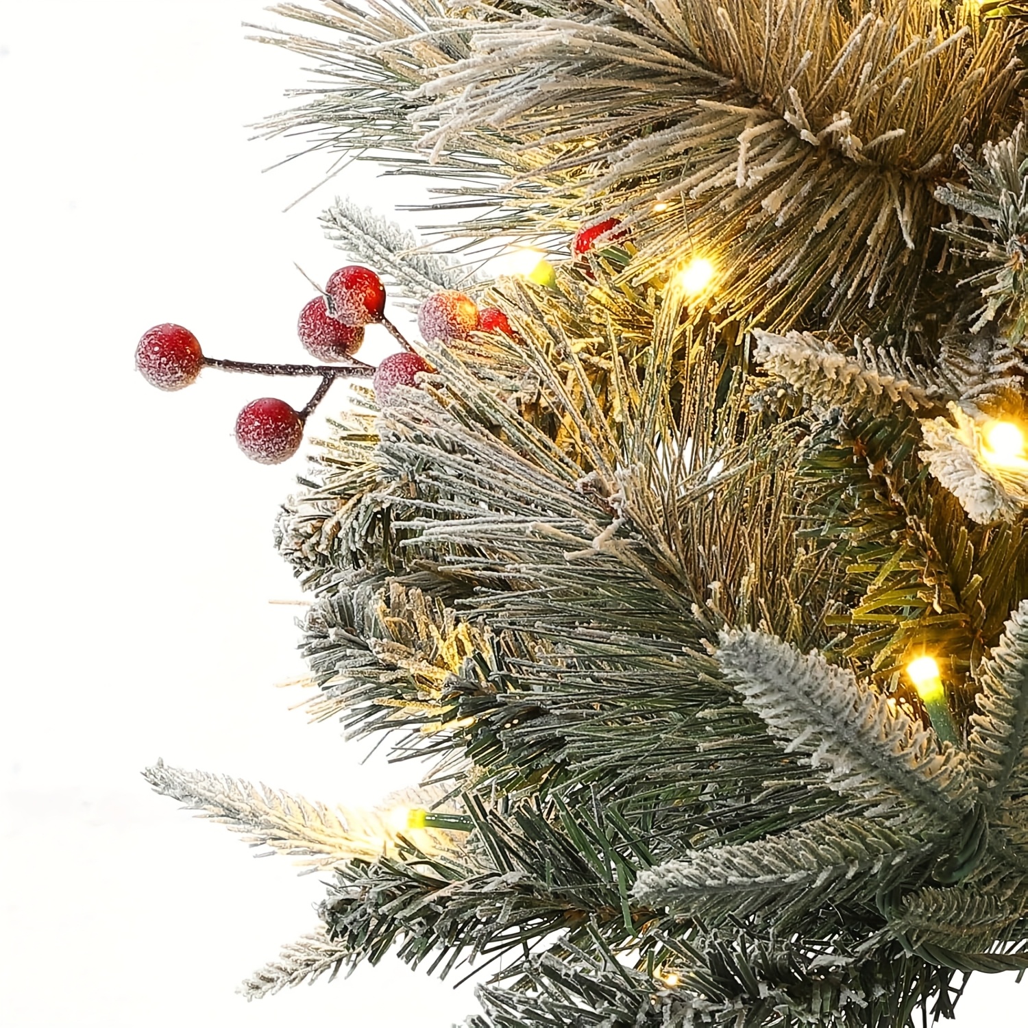 Elegant Pre lit Artificial Christmas Tree Red Berries - Temu