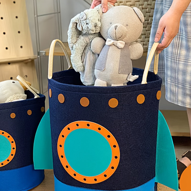 Pet Toy Basket Washable Rocket Design Dog Toy Storage Box - Temu Australia