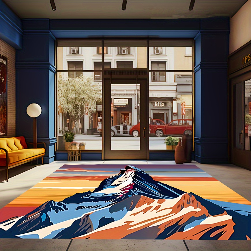 Snow Mountain View Pattern Decorative Carpet Living Room - Temu Canada