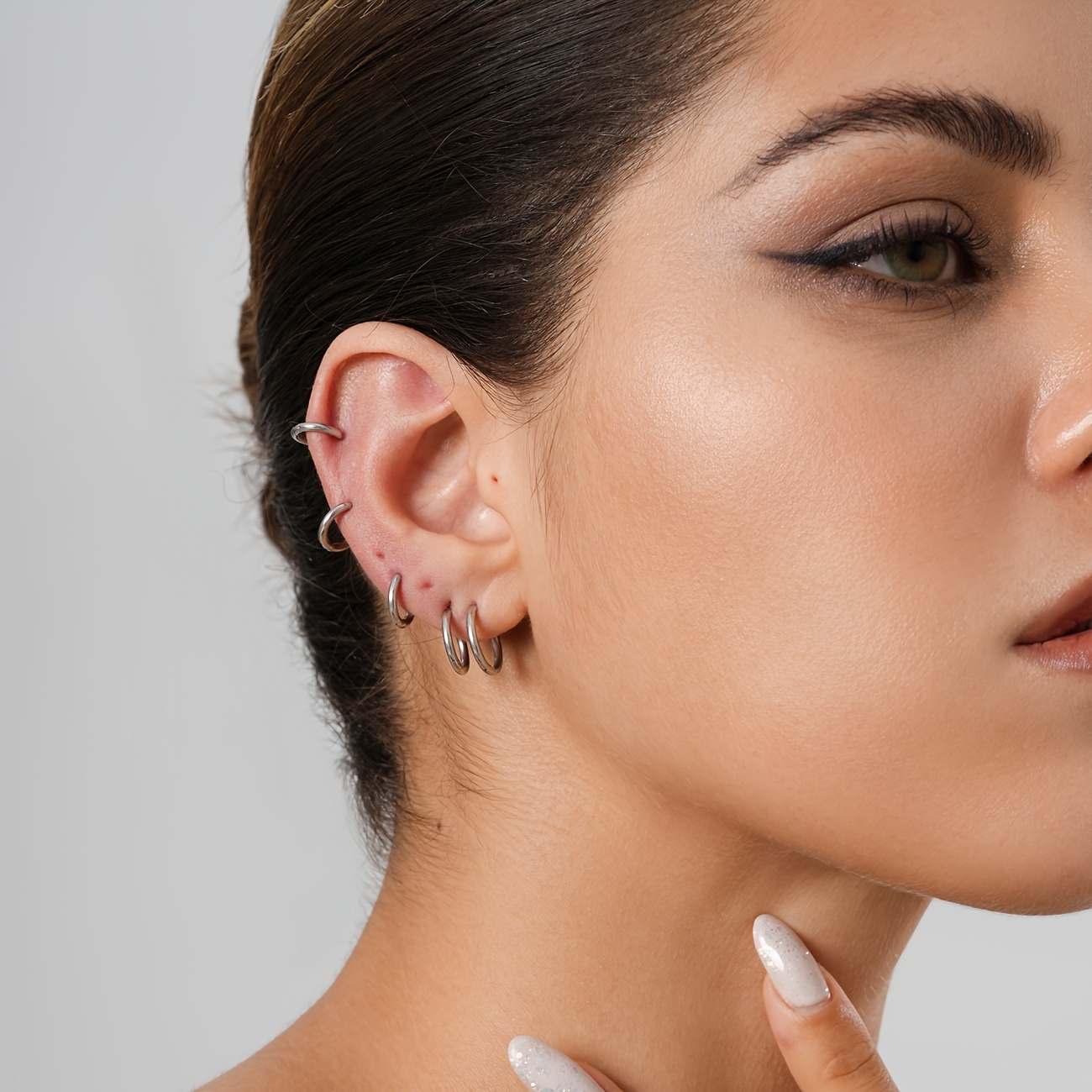 small golden hoop earrings women 14k gold plated huggie Temu