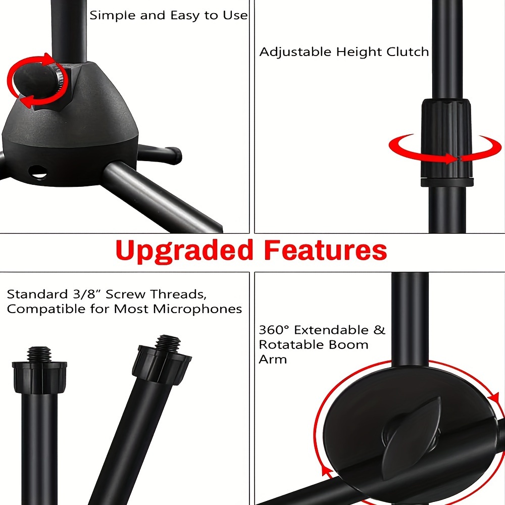 Tripod Mic Stand Pair Heavy Duty Height Adjustable Floor - Temu