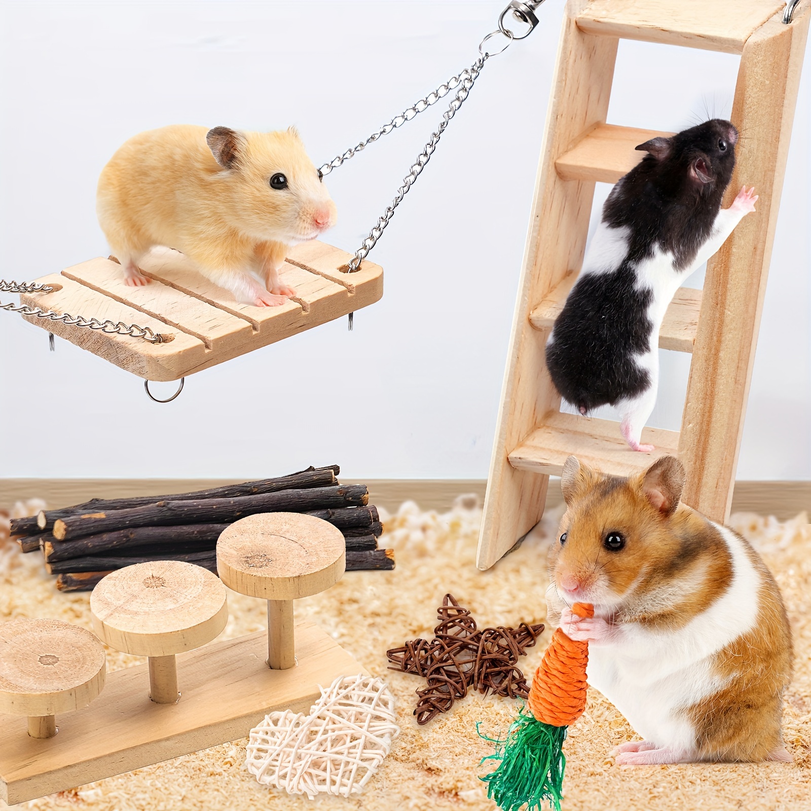 12pcs Hamster Toy Set Hamster Cage Landscape Toy Suitable for Hamsters Mice and Other Small Rodent Pets