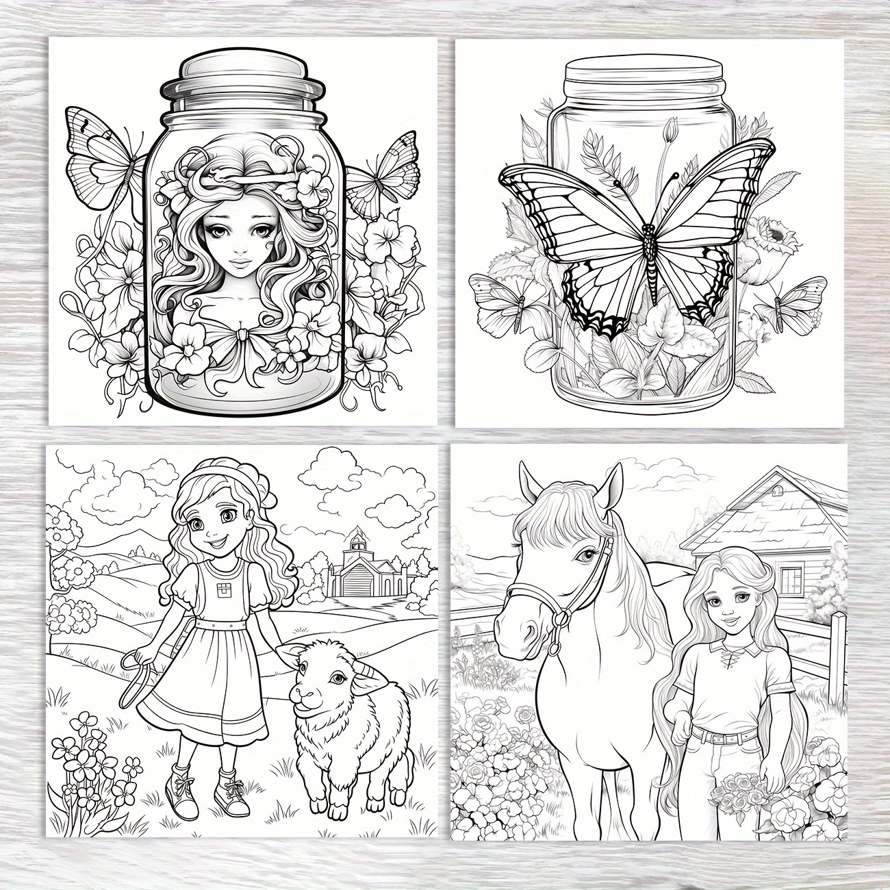 Xiadou Deluxe White Horse Girl Coloring Book 25 Thick Pages - Temu