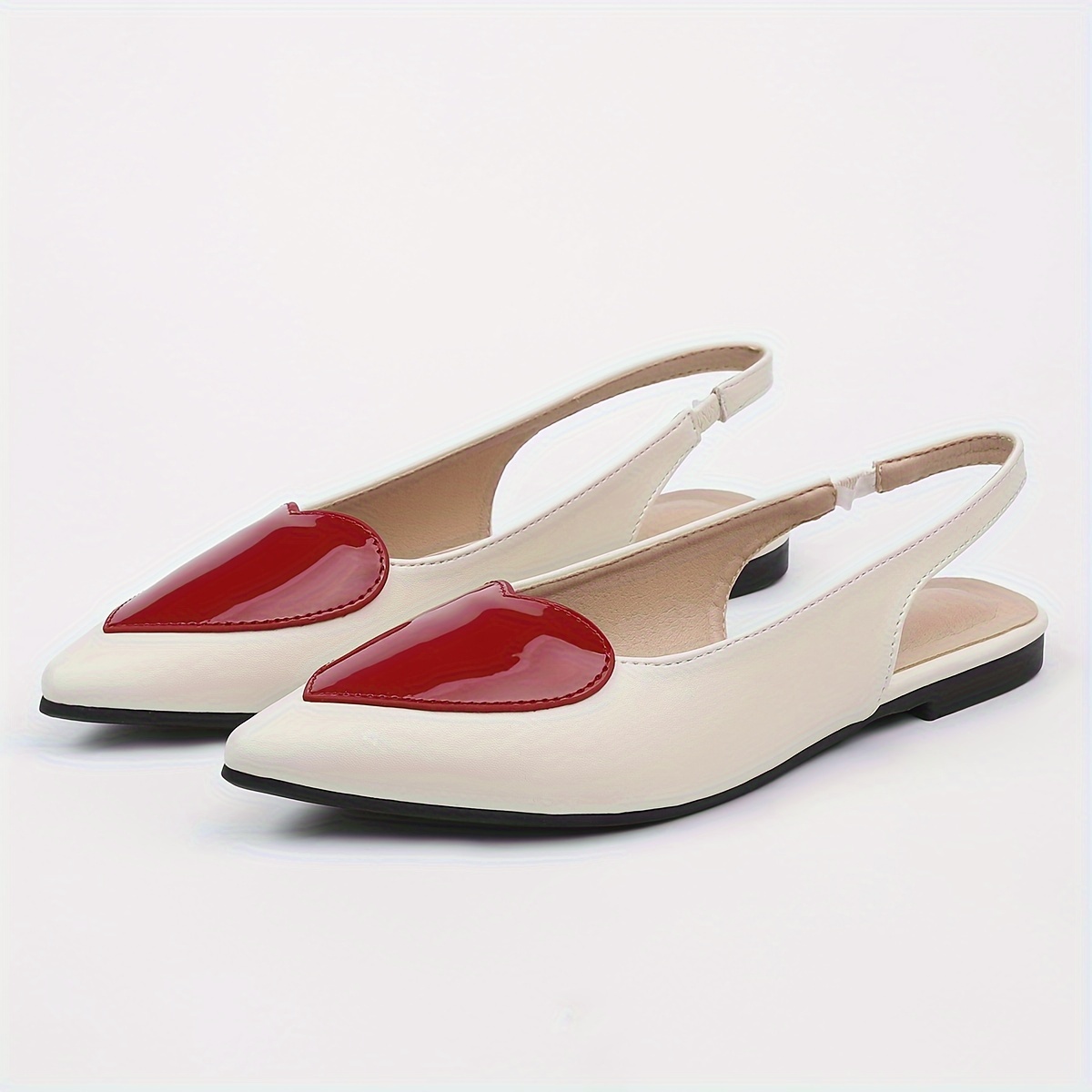 Heart Pattern Flat Shoes Women s Elegant Point Toe Ankle - Temu Australia