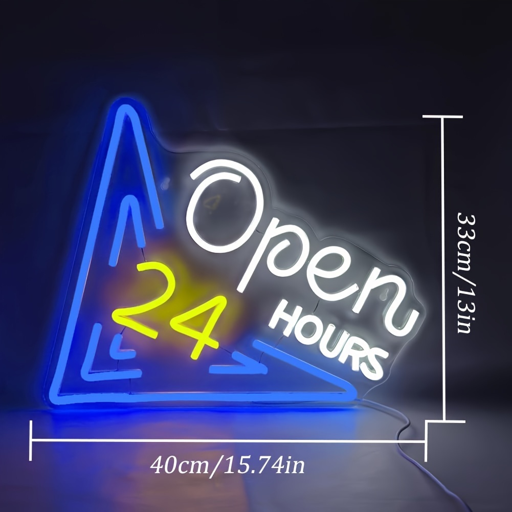24-hour Led Neon Sign - Versatile For Bars, Convenience Stores, Cafes ...