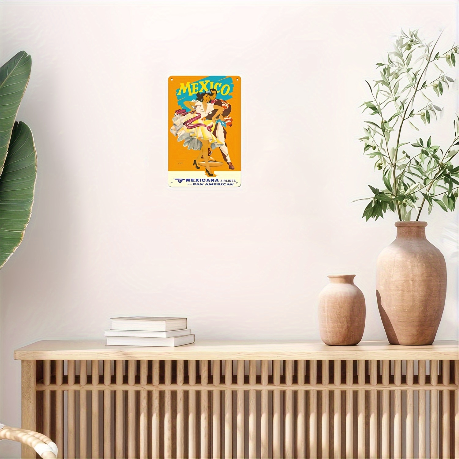 Mexicana Airlines Vintage Tin Sign Mexican Dancers Design - Temu