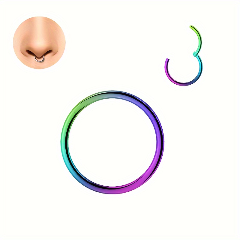 Simple Hoop Nose Ring Septum Clicker Hinged Segment Ring - Temu United ...