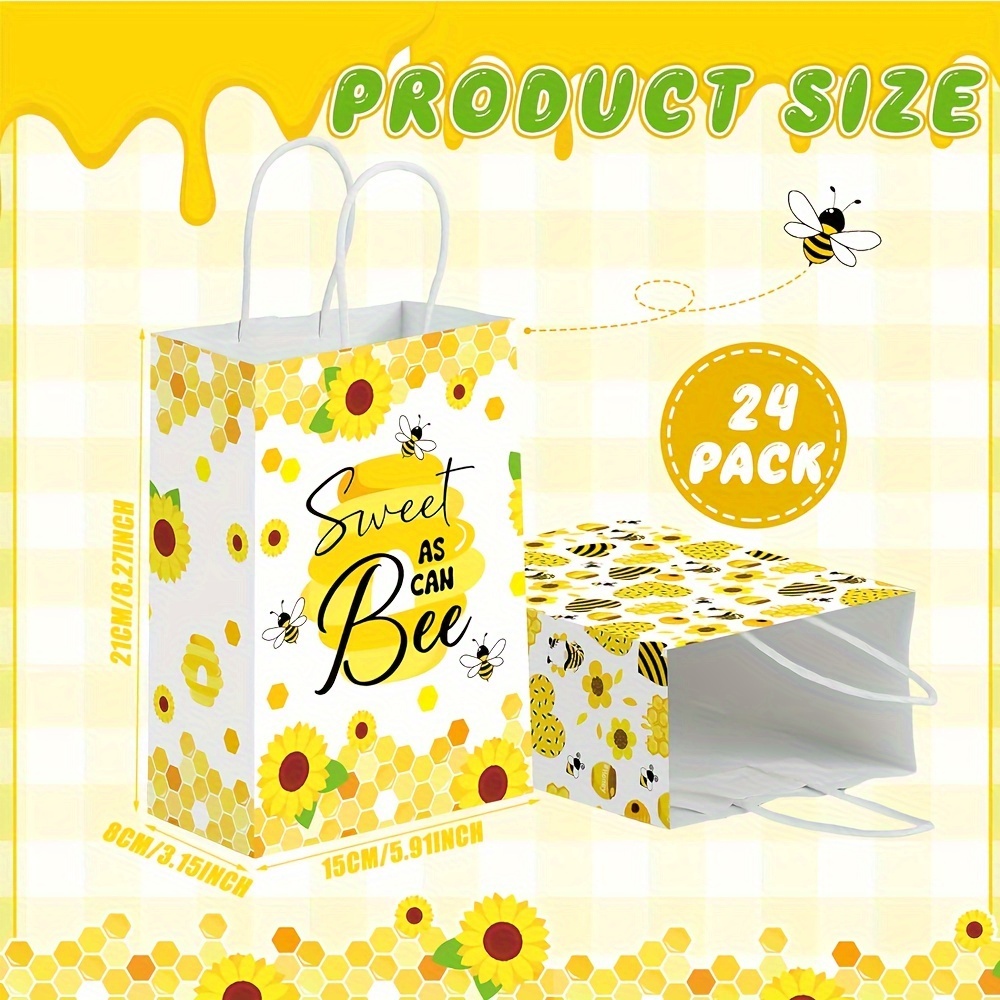 Bee Themed Party Favor Bags Paper Gift Bags Handles Birthday - Temu