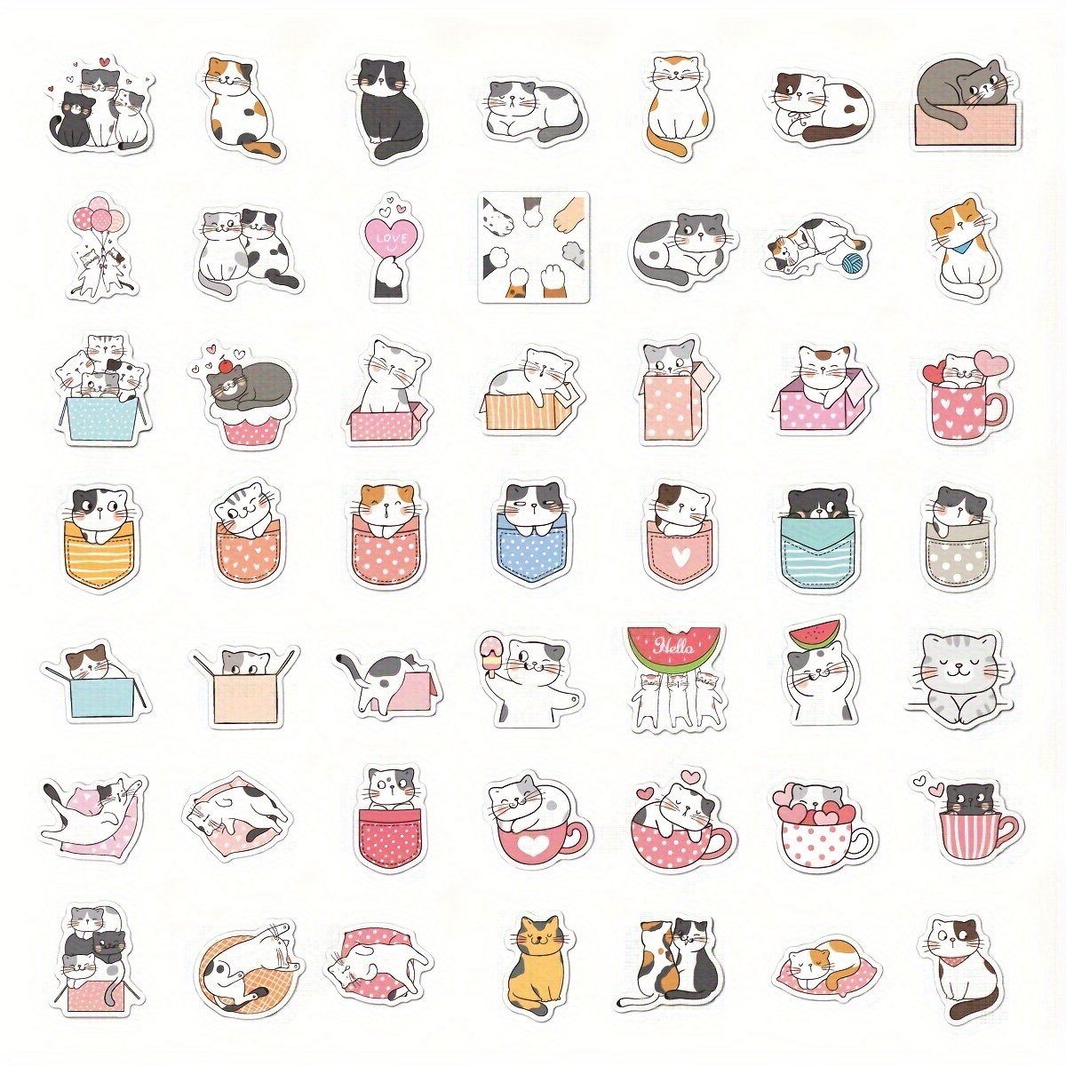 Cute Kitten Stickers Water Bottle Laptop Colorful Hat Magic - Temu ...