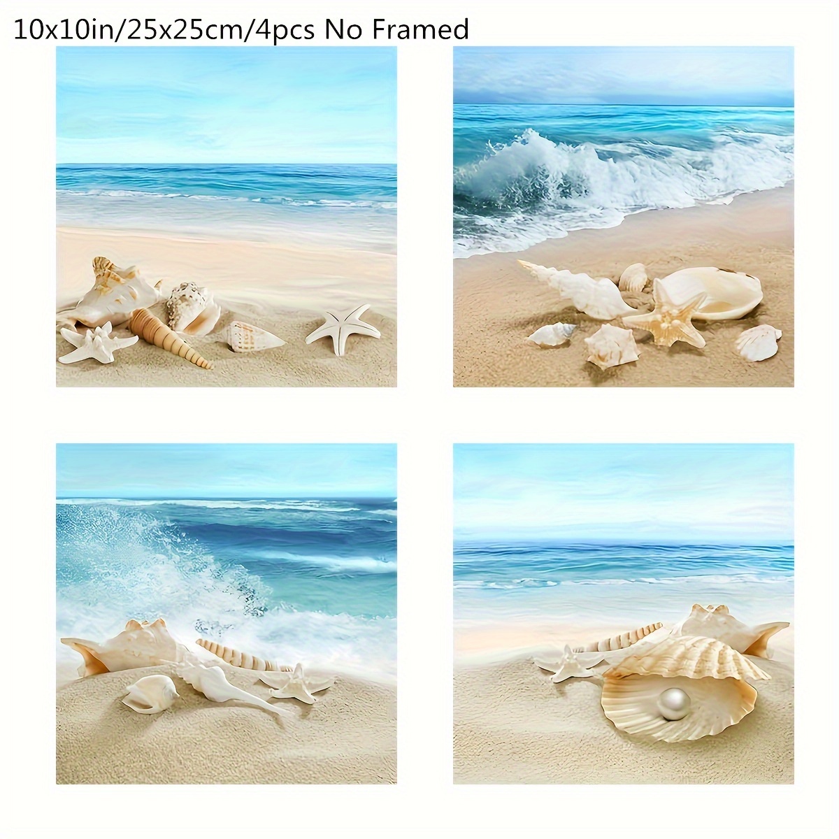 Beach Waves Wall Art Ocean Decor Sands Seashell Starfish - Temu United ...