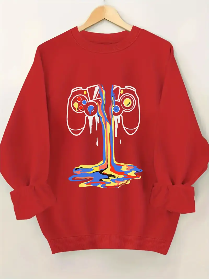 Cartoon Print Sweatshirt Plus Size Casual Long Sleeve Crew Temu Australia
