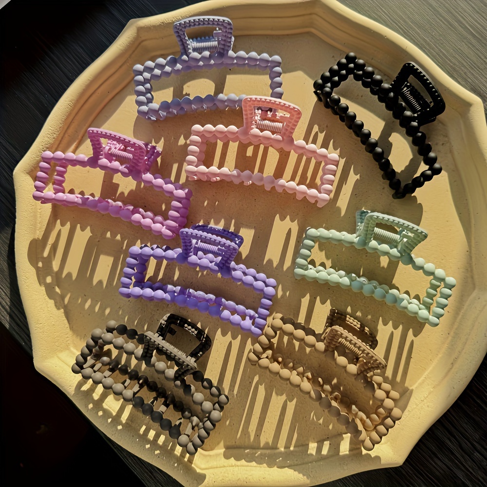 Matte Frosted Shark Clips Monochrome Rectangle/cross Hollow - Temu ...