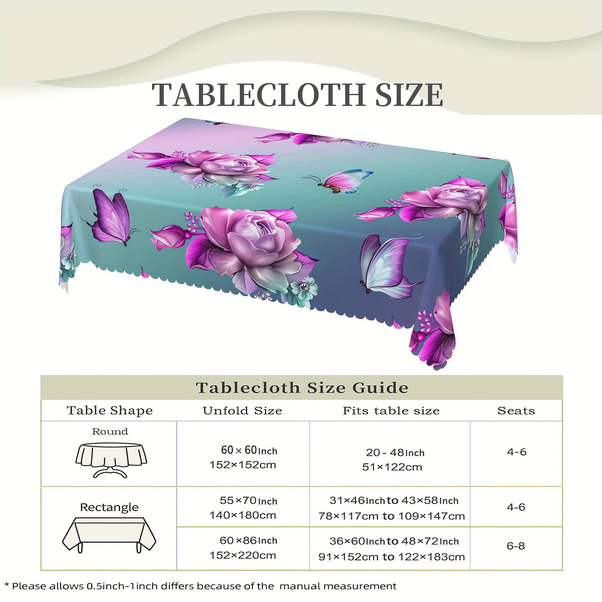 Round/square Tablecloth Flower Table Cloth Butterfly Pattern - Temu Ireland