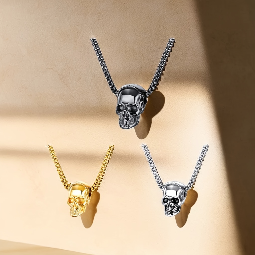 skull decor pendant necklace cool long sweater chain - Temu Australia