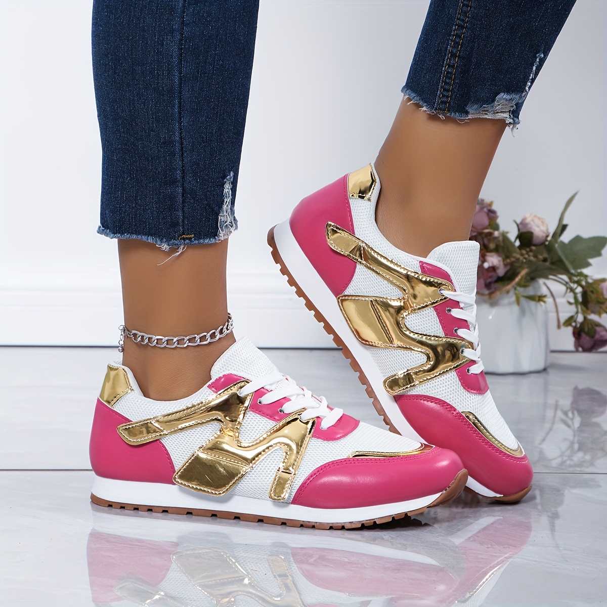 Women's Fashion Colorblock Sneakers Stylish Breathable Low - Temu ...