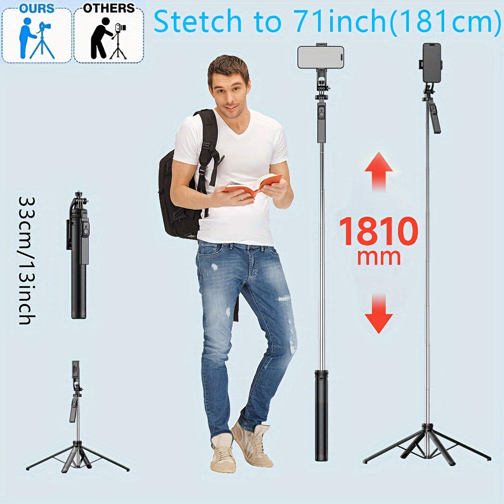 Extendable Selfie Stick Tripod Capture 360° Videos - Temu