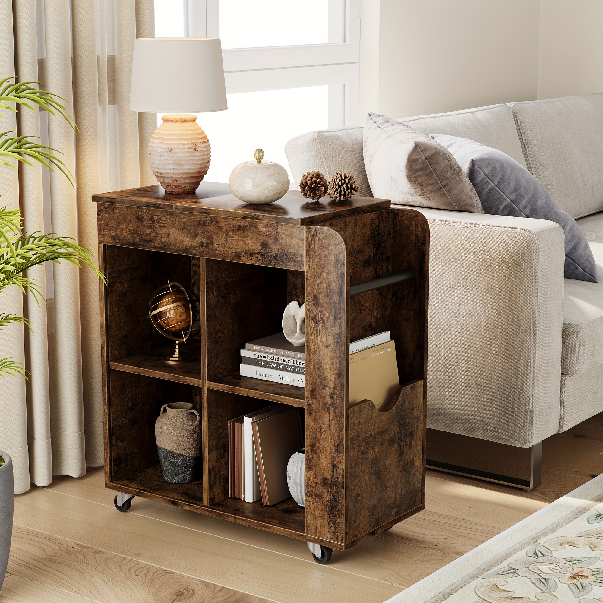 side table storage sofa end table living room Temu