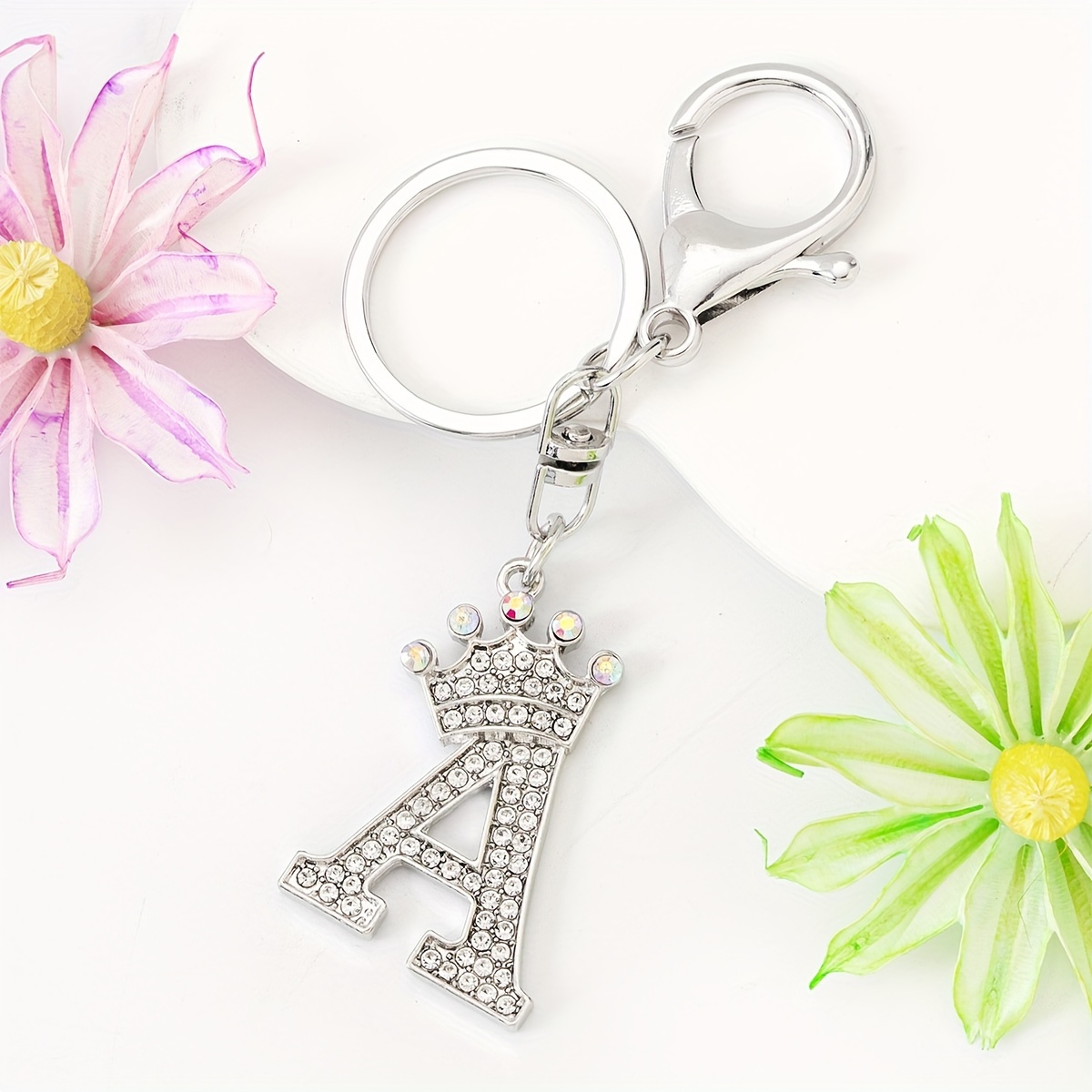 Crown Alphabet Initial Letter Keychain Shiny Rhinestone - Temu New Zealand