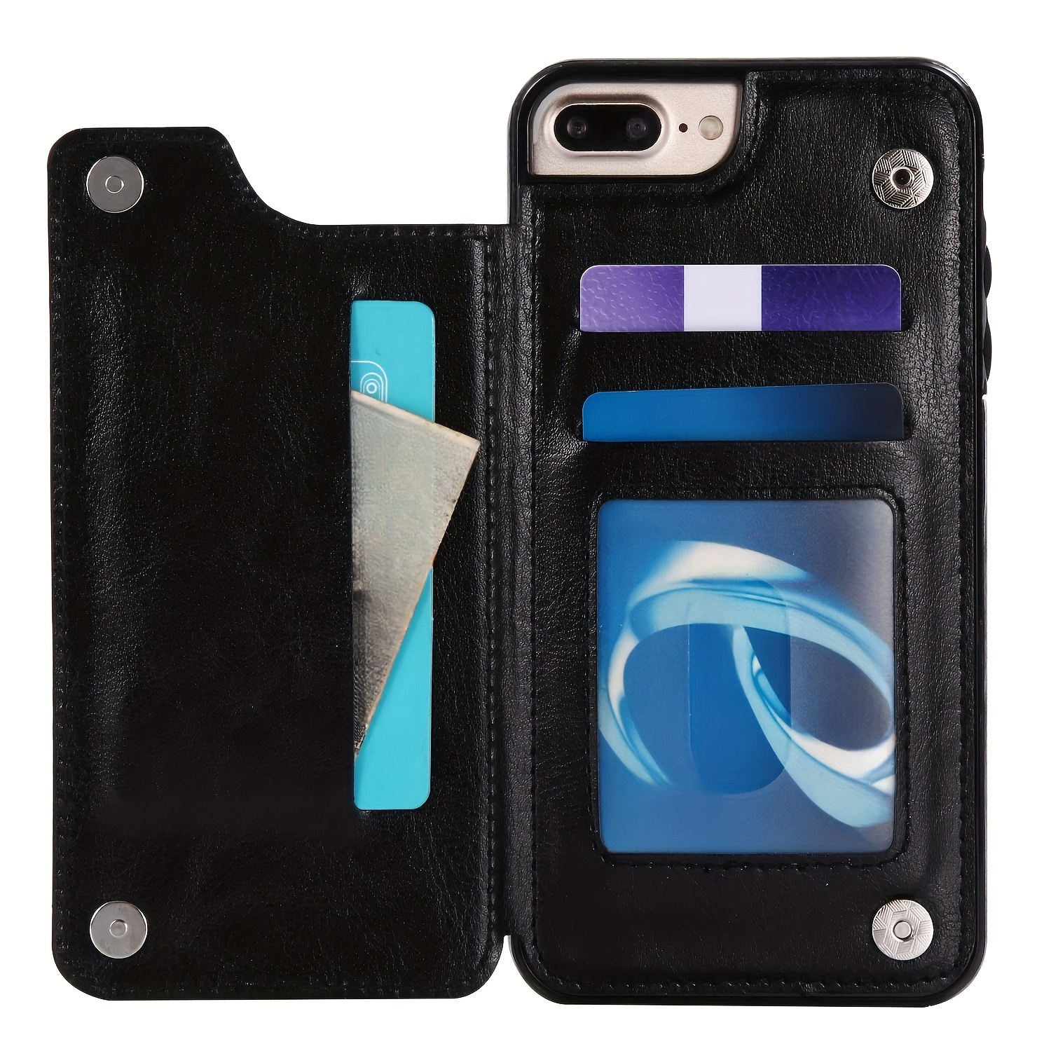 Premium Leather Flip Wallet Case Card Slots Magnetic Closure - Temu ...