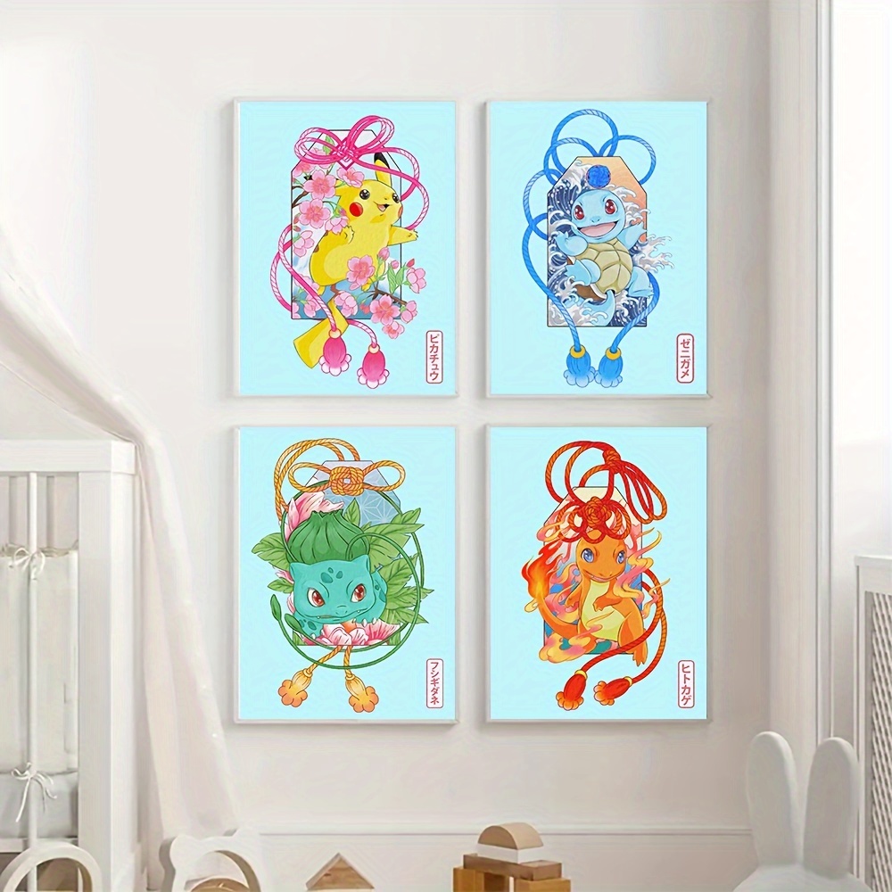 1pc 5 Styles Japanese Anime Poster Set Cartoon Pikachu - Temu