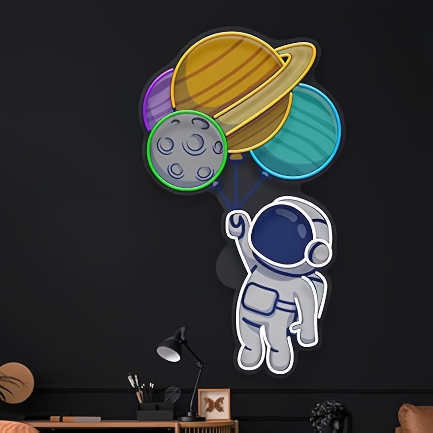 Neon Signs Balloon Astronaut Custom Artwork Neon Sign Wall - Temu