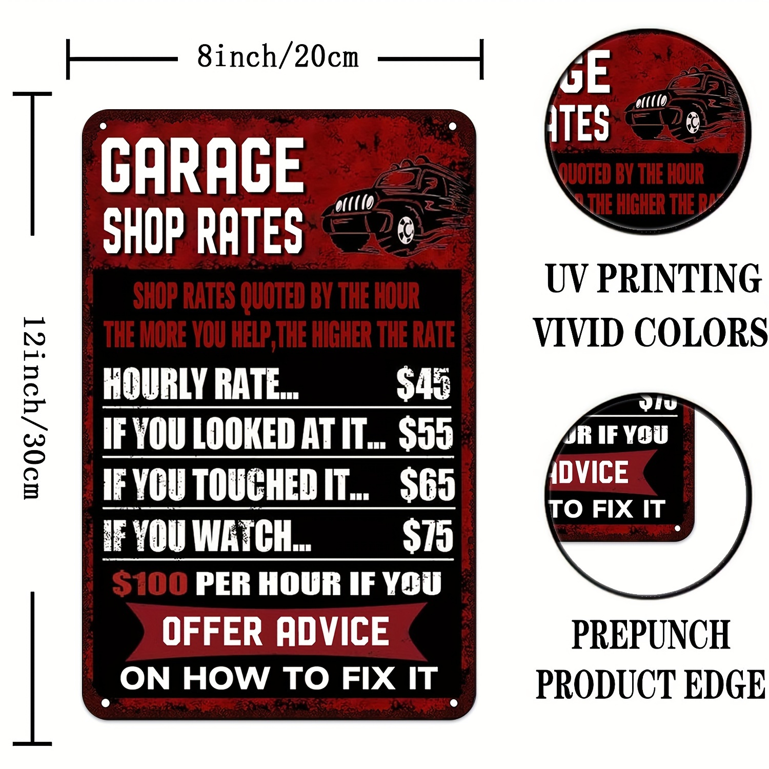 Funny Sarcastic Metal Tin Sign Rates Garage Man - Temu New Zealand