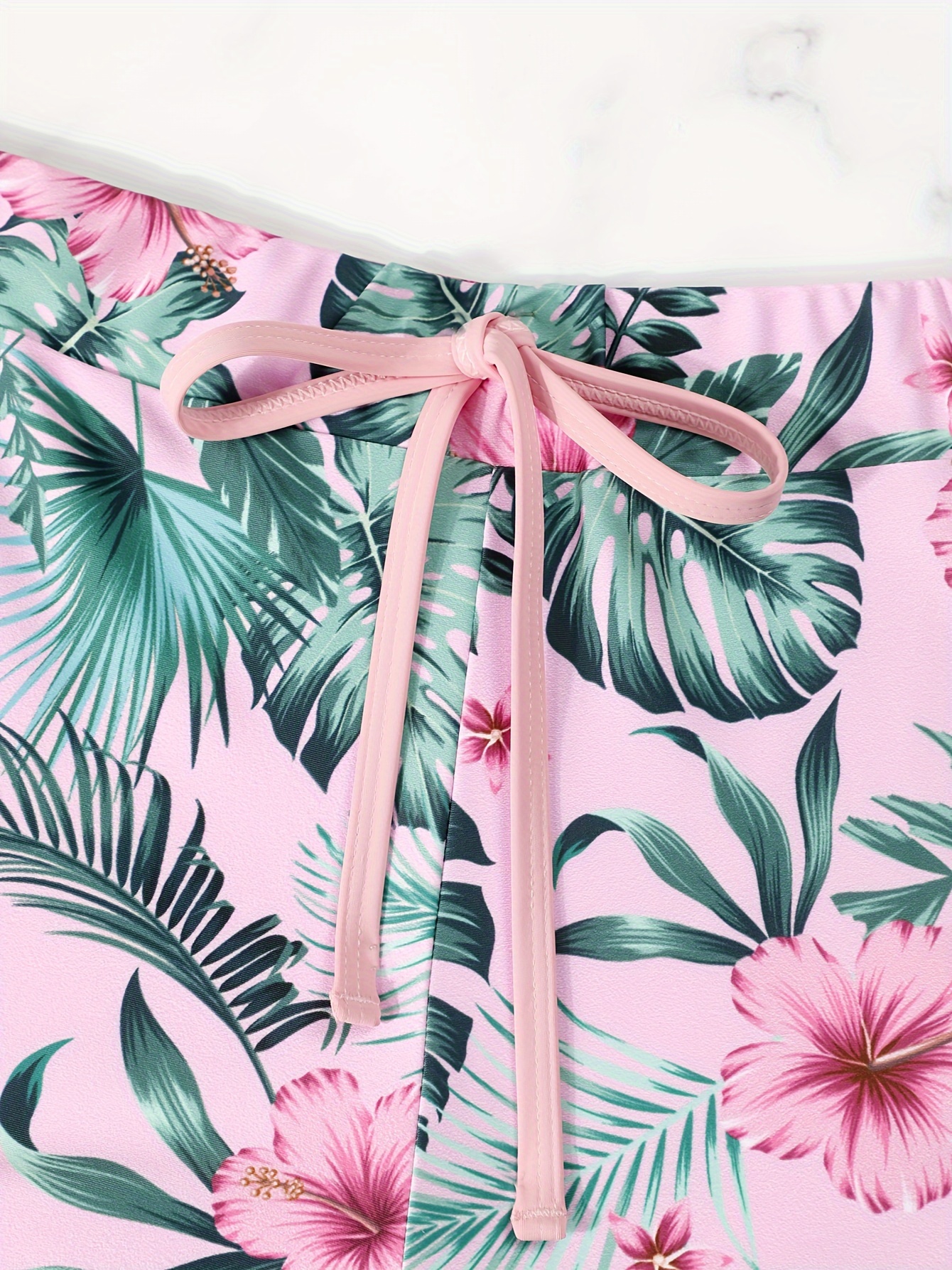 Tropical Print Drawstring Beach Swim Shorts High Stretch - Temu