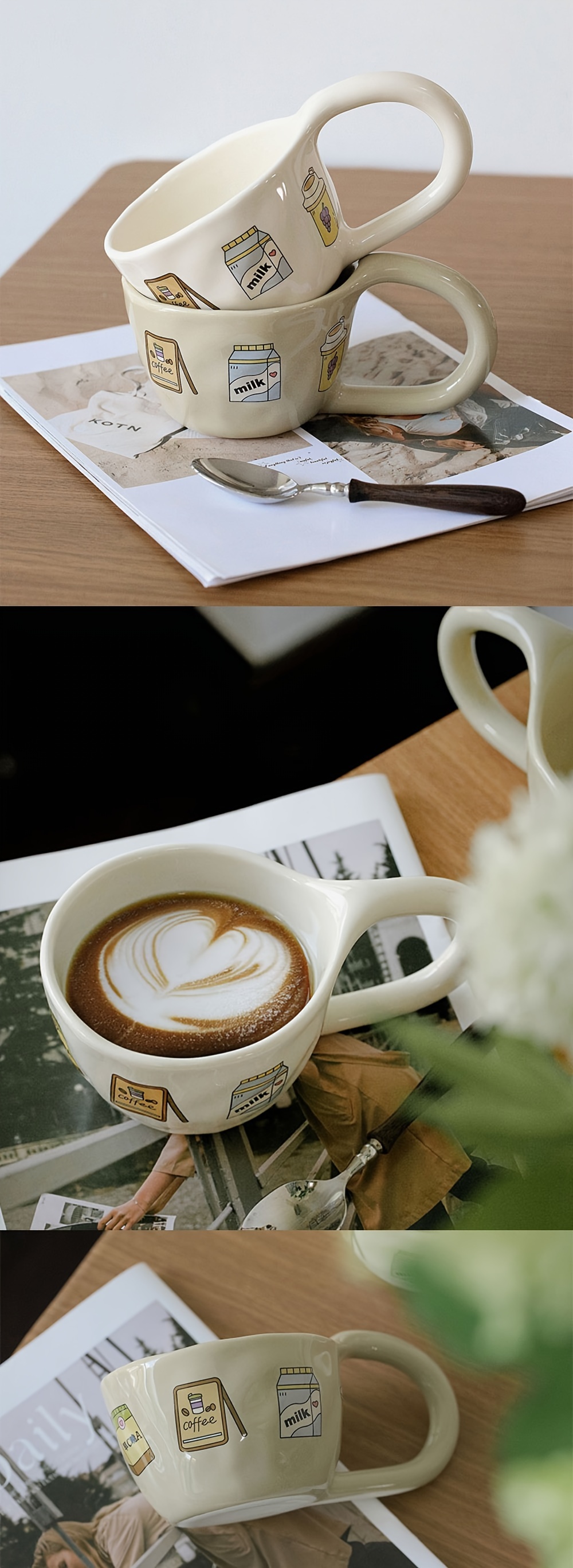 Stylish Ceramic Mug Large Handle Tea Milk - Temu