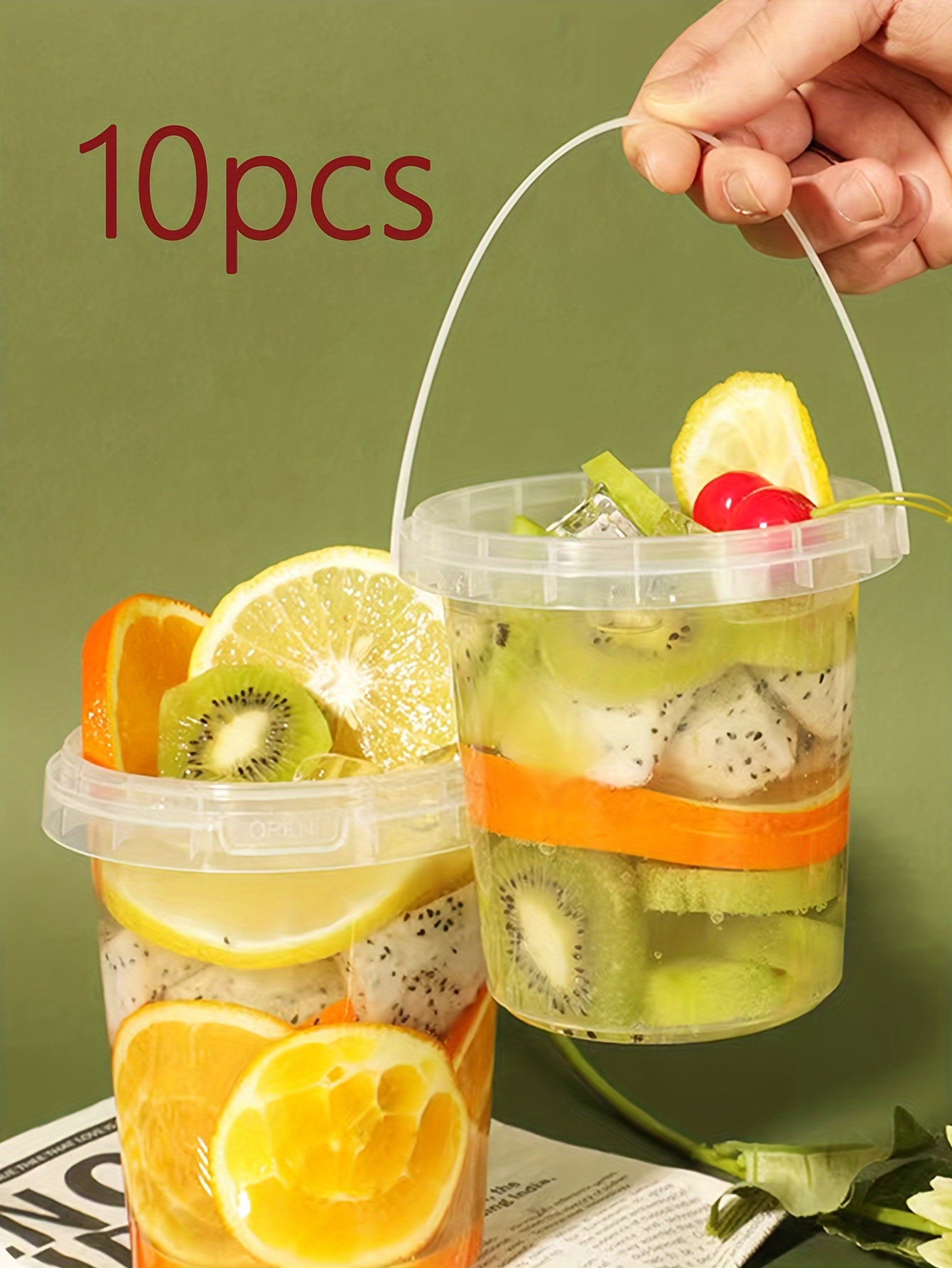 10-piece 34oz Large Plastic Tumbler Cups With Lids & Straws - Reusable ...