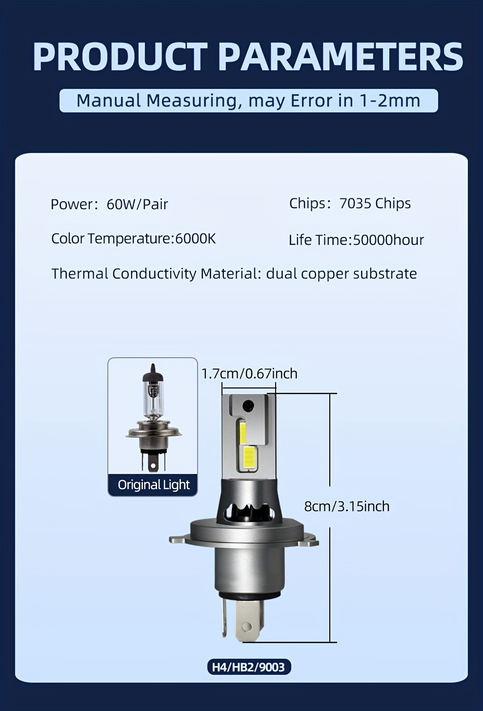 2-pack Plug & Play Led Headlight Bulbs H4/9003/hb2/p43t - 60w, 6000k Pure White Light, High ...