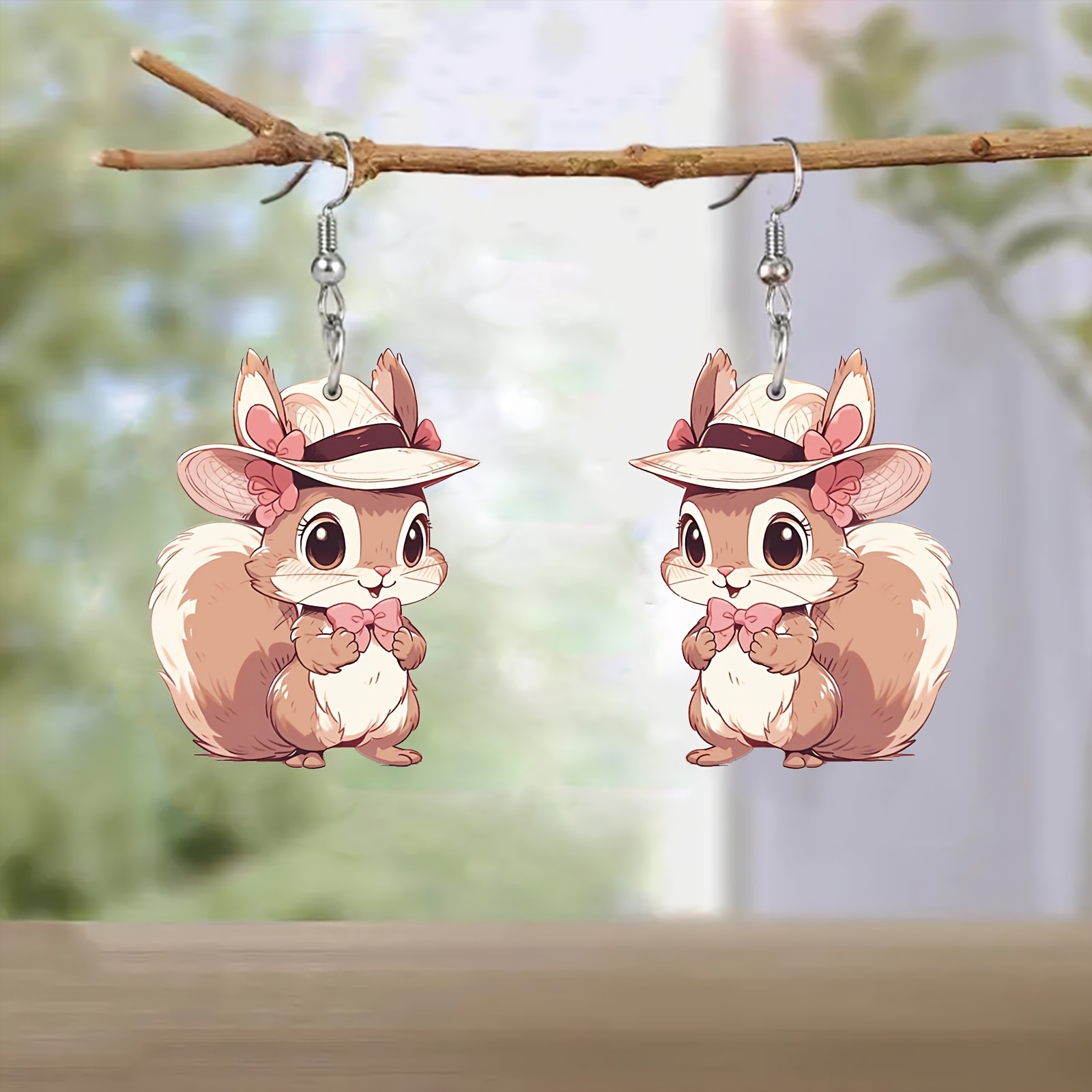 Cute Squirrel Bow Decor Dangle Earrings Cartoon Style - Temu Denmark