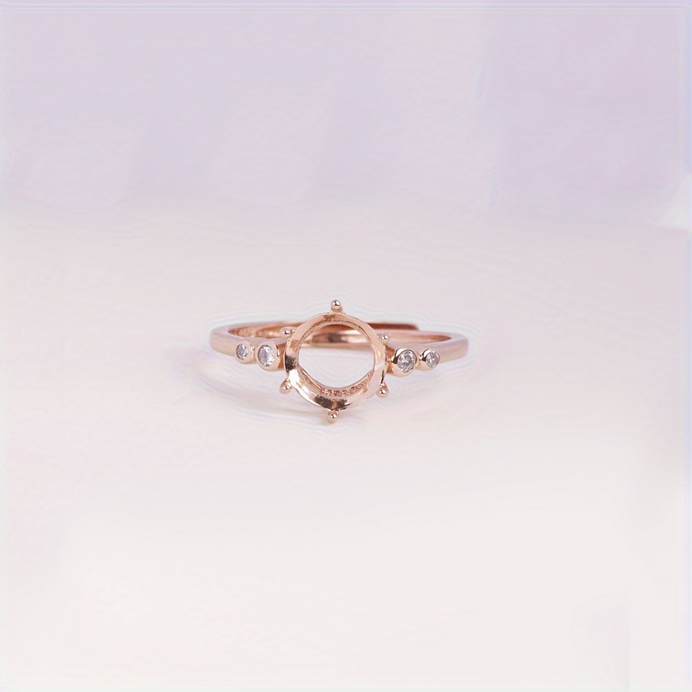 Round Rose Golden 925 Sterling Silver Adjustable Ring - Temu Netherlands