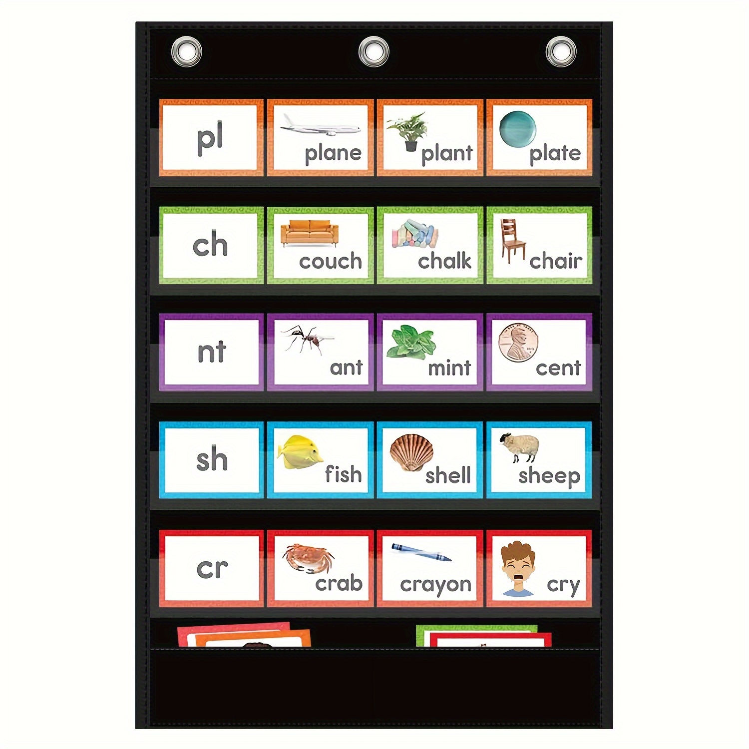 Foldable Educational Chart Organizer 5 Clear Pockets Extra - Temu