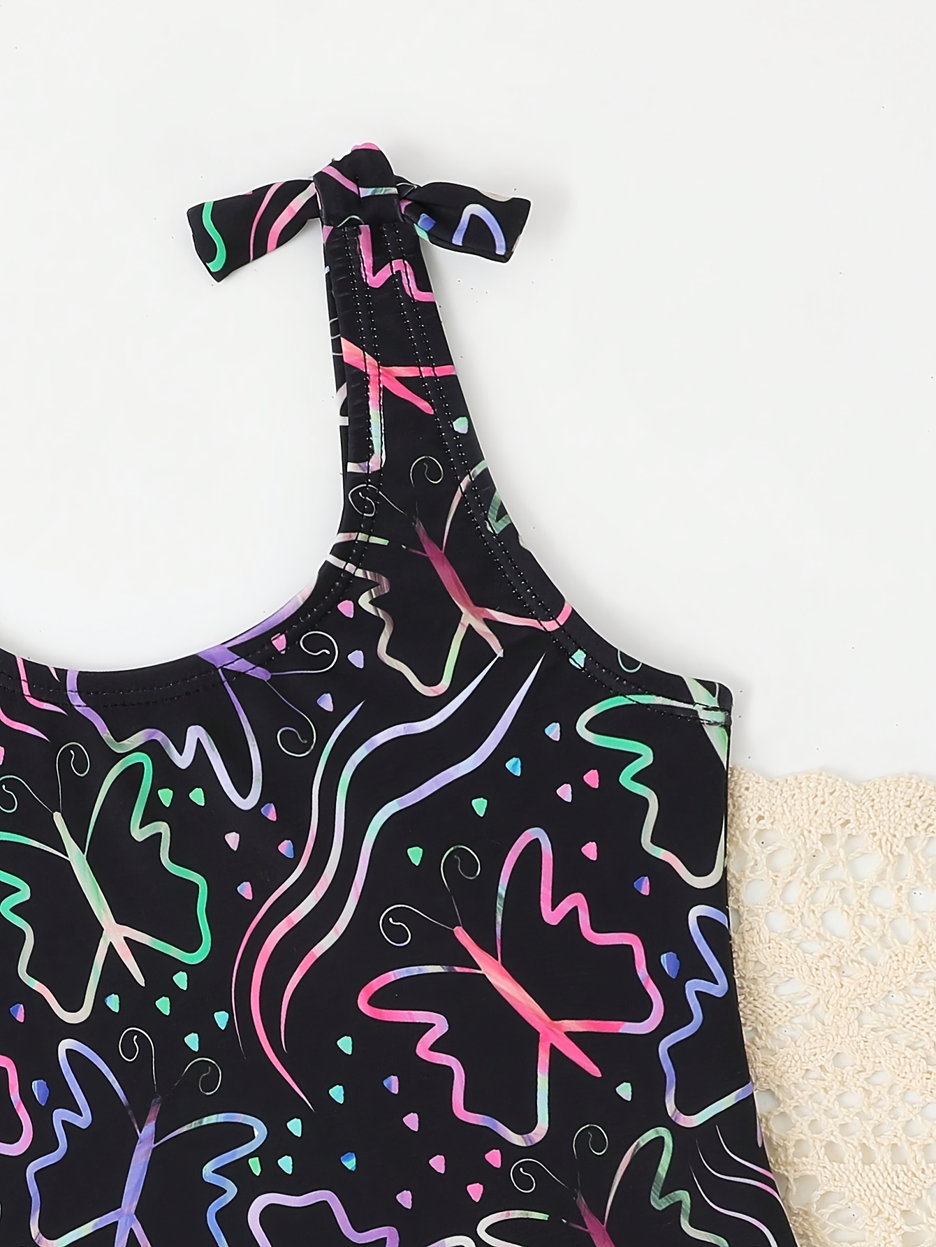 Girls High Stretch Swimwear Set Allover Butterflies Pattern - Temu