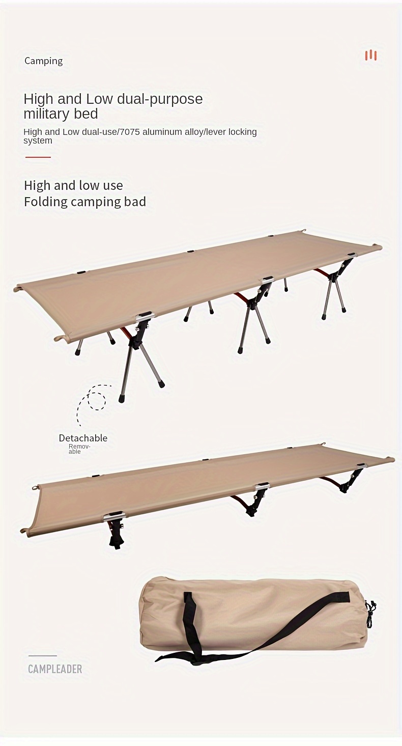 Outdoor Aluminum Alloy Folding Bed Portable Camping Bed Office Lunch ...