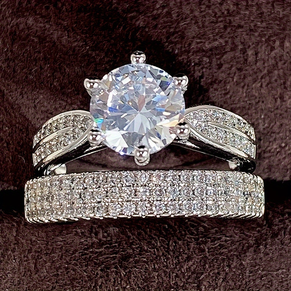 Lovers Vintage Lab Sparkling Cubic Zirconia Ring Sets - Temu United Kingdom