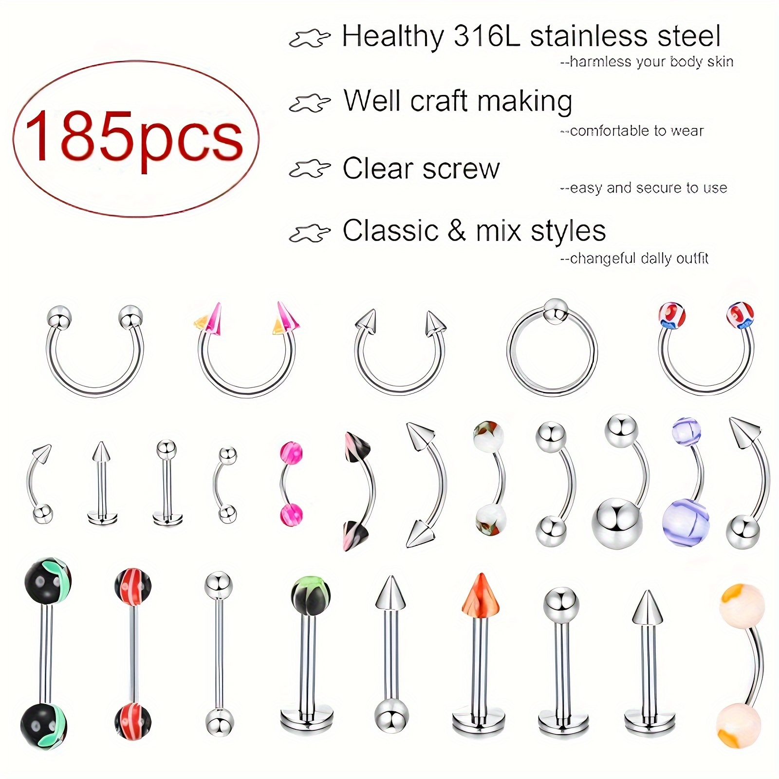 Body Piercing Jewelry Piercings Tongue Nipple Rings Eyebrow - Temu