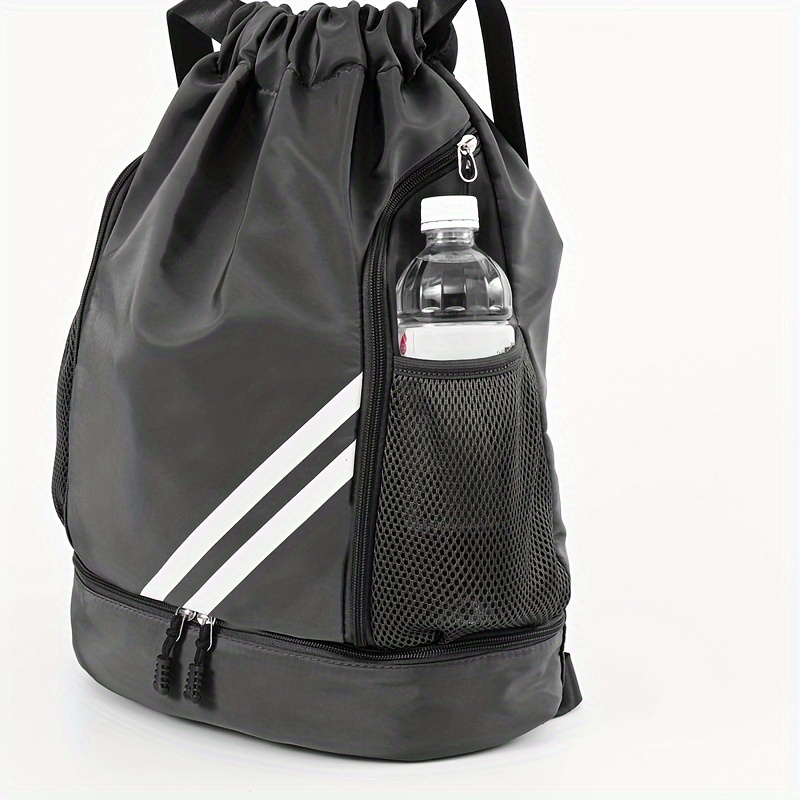 Nylon Drawstring Gym Backpack With Mesh Pockets And Water-resistant ...