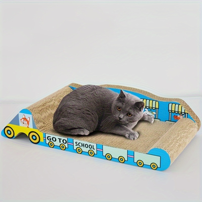 Corrugated Paper Cat Scratch Board Bed - Durable "let's Go To School ...
