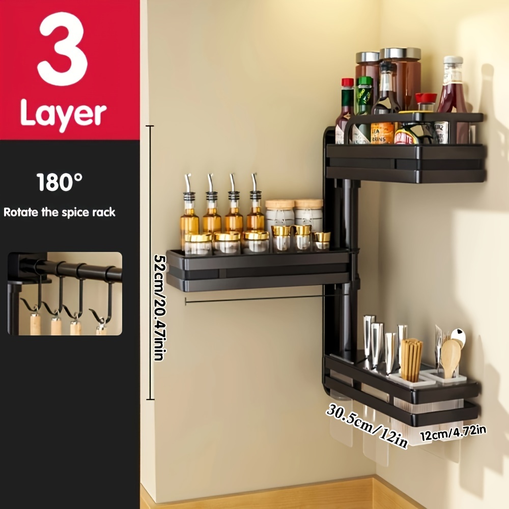 Kitchen Spice Rack Wall mounted Corner Storage Shelf - Temu Australia