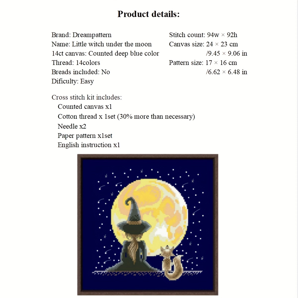 Halloween Magic Cross Stitch Kit Deep Blue Canvas - Temu