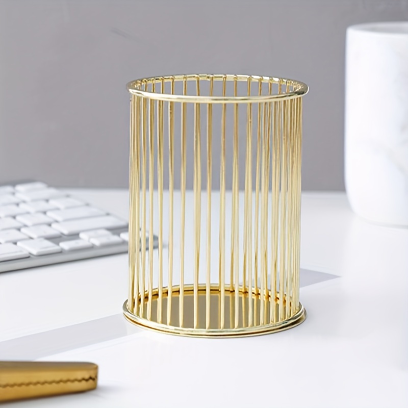 Nordic Style Metal Wrought Iron Pen Holder Rose Golden Wire - Temu Canada