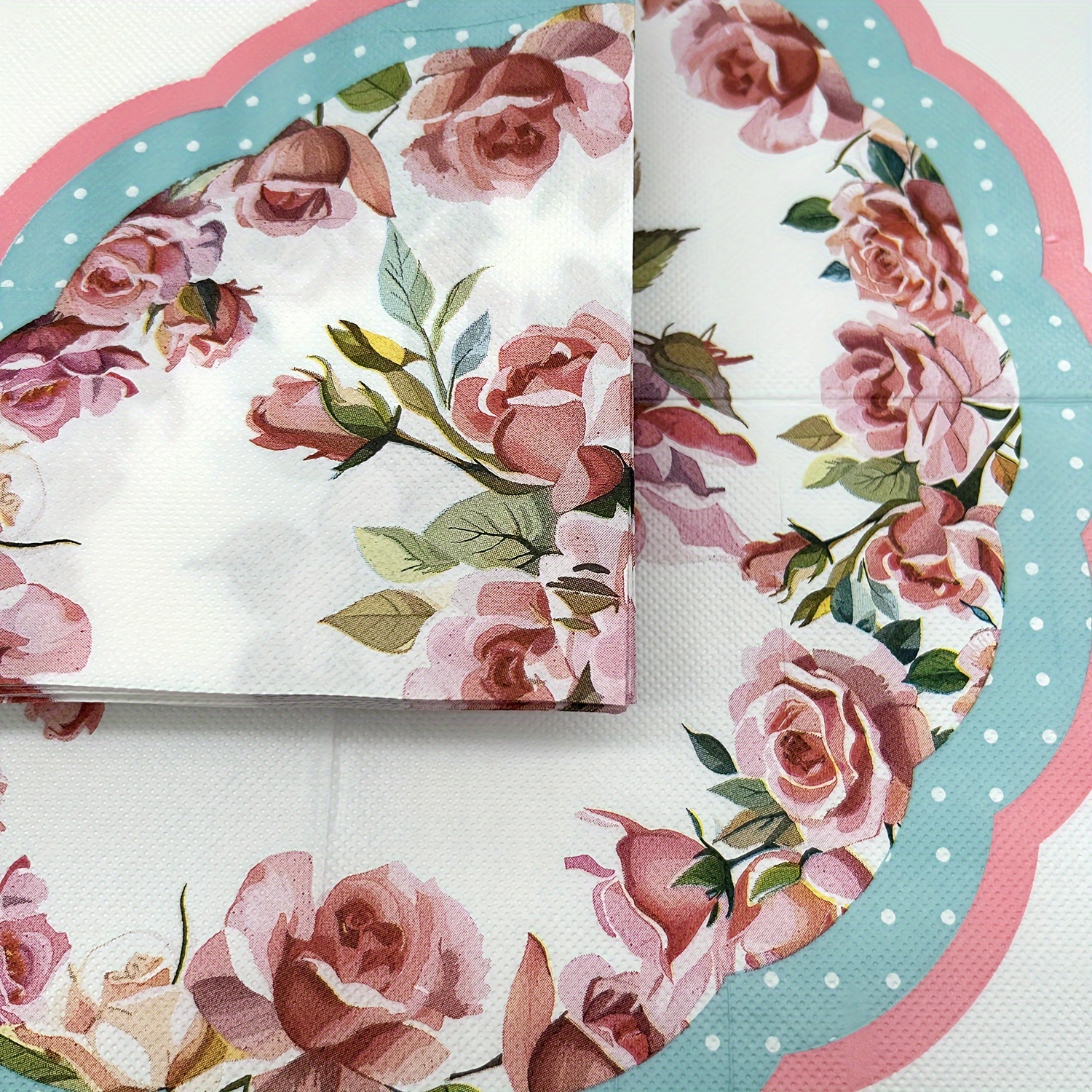 Rose Flower Color Printed Paper Towels Square Paper Towels - Temu