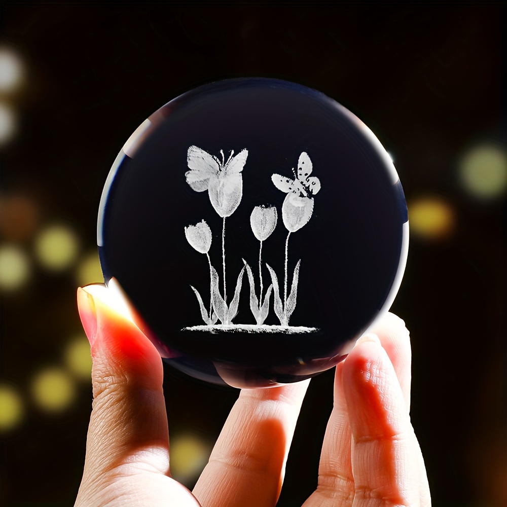 Hand engraved Glass Crystal Ball Metal Stand 3d Inner - Temu