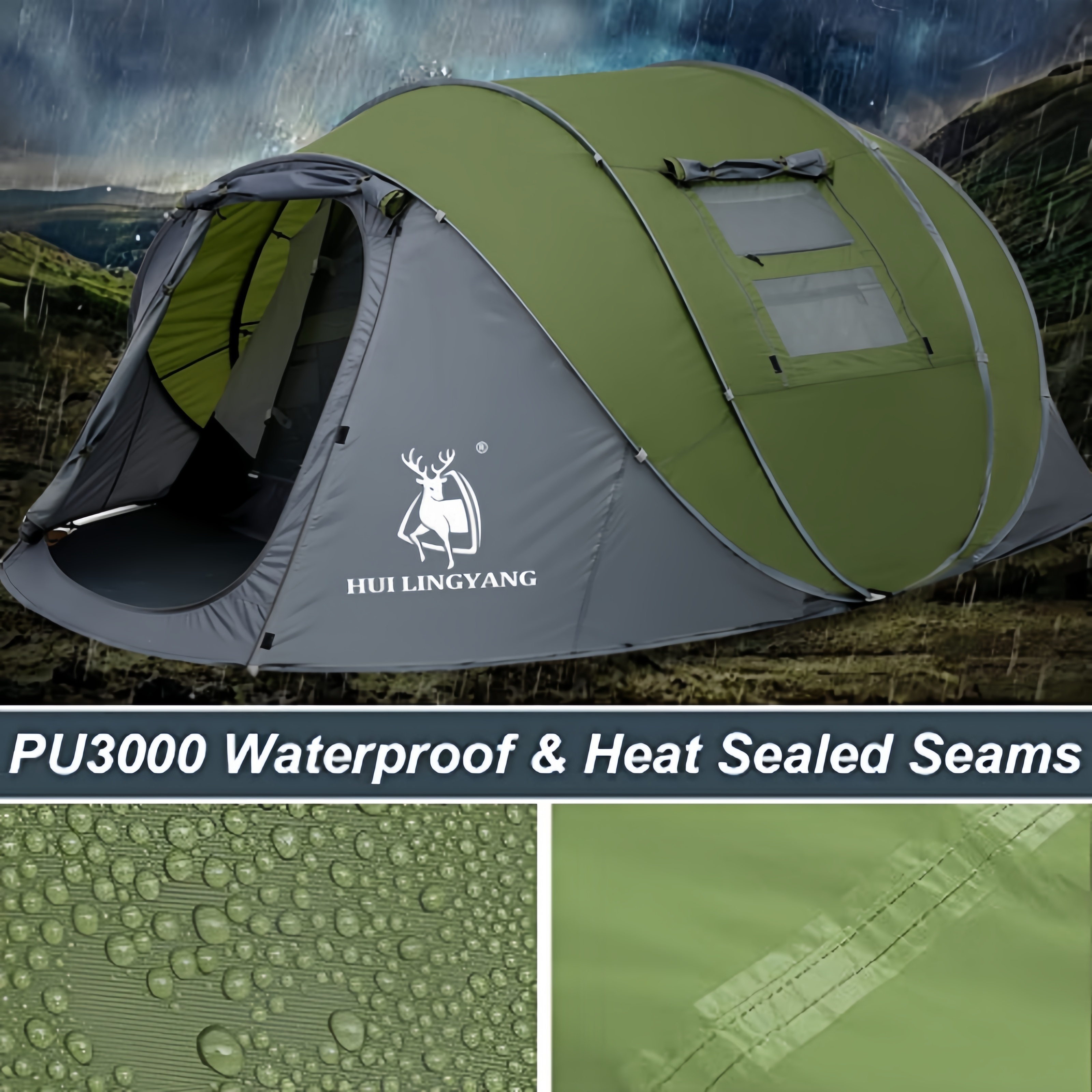 6 Person Camping Easy Pop-up Tent: Double Waterproof Instant Tent With ...