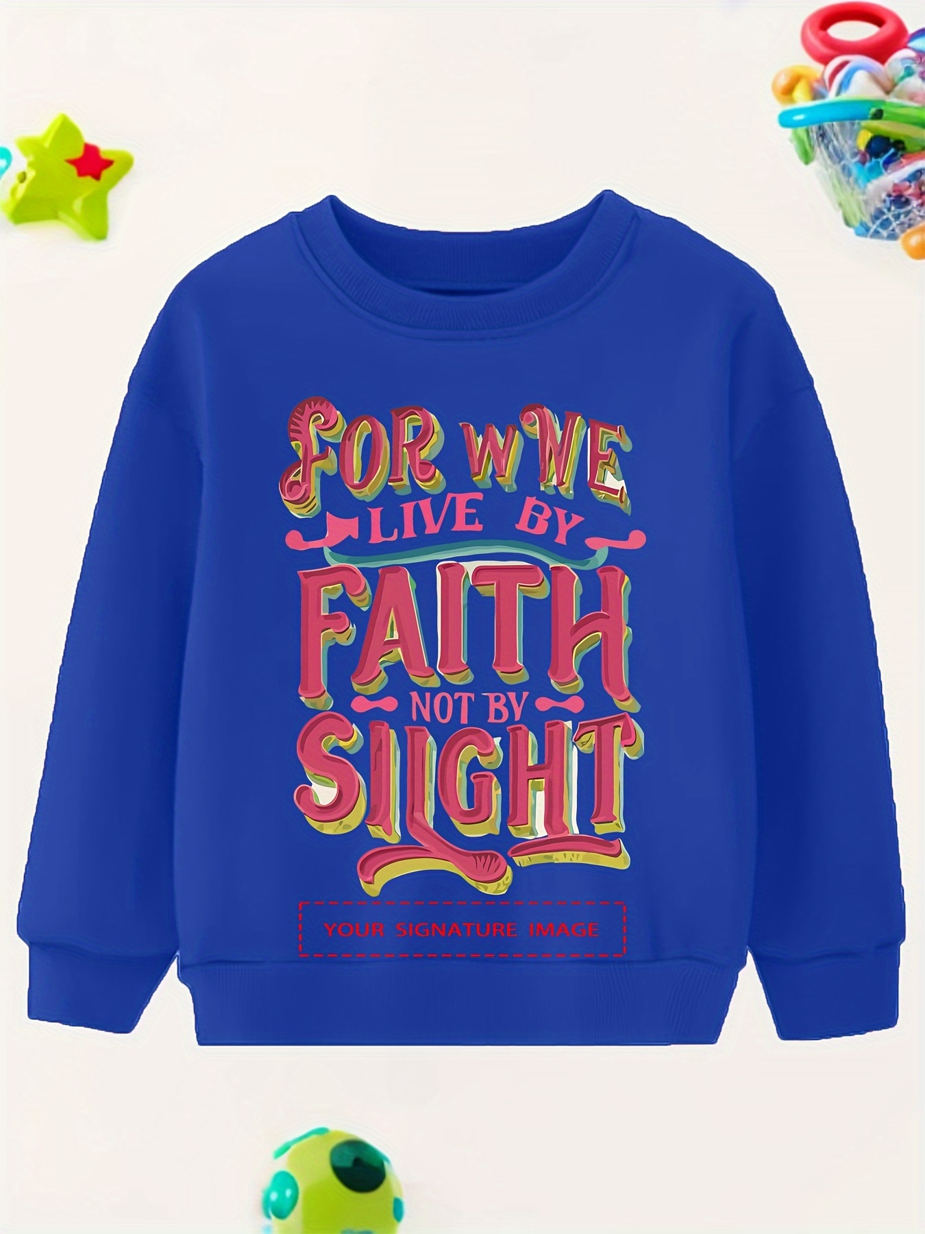 Customized Boy's Fleece Sweatshirt "faith" Letter Print - Temu Australia